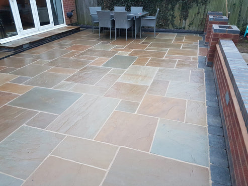 Camel Indian Sandstone 600 x 600 Paving Slabs – Paving Shopper