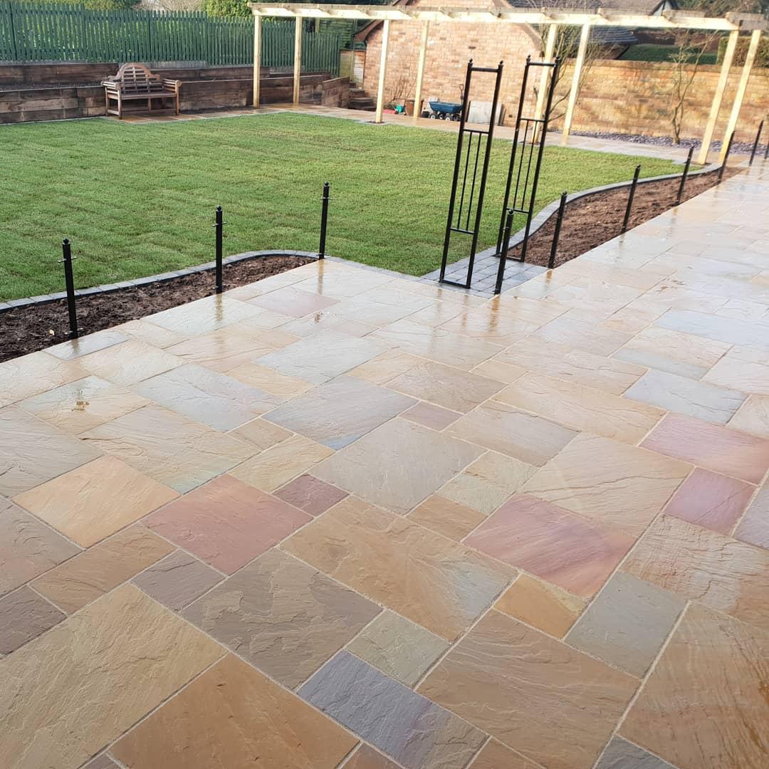 Camel Indian Sandstone 600 x 600 Paving Slabs – Paving Shopper